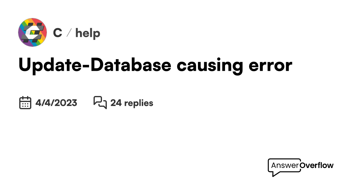 Update-Database causing error - C#