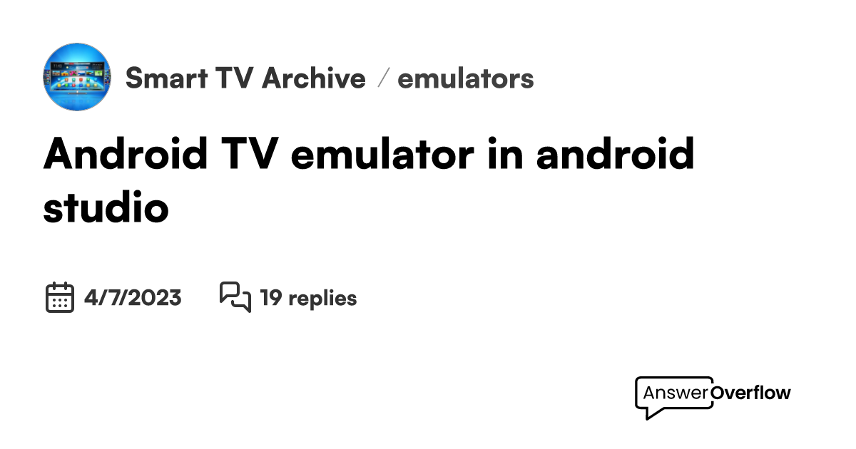 Android TV emulator (in android studio) - Smart TV Archive