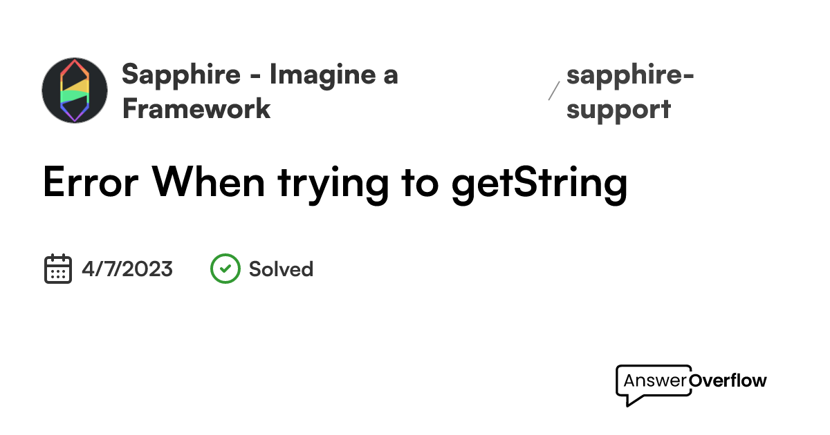 Error When trying to getString. - Sapphire - Imagine a Framework