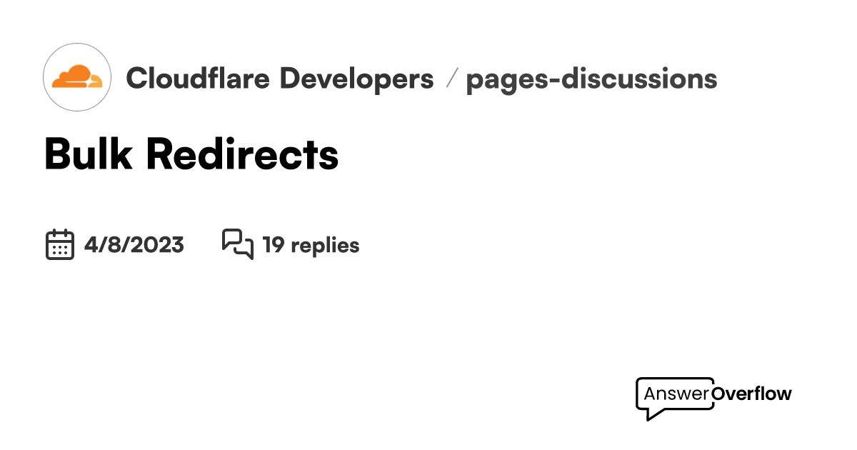 Bulk Redirects - Cloudflare Developers