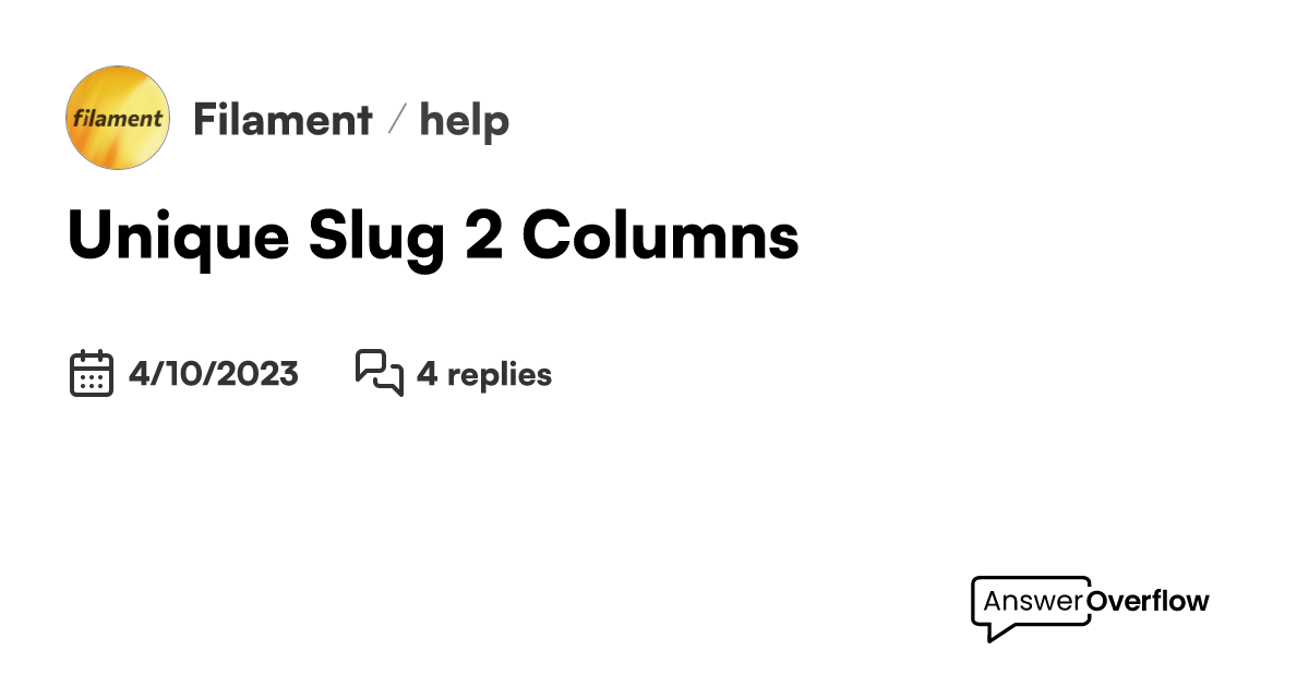 Unique Slug (2 Columns) - Filament