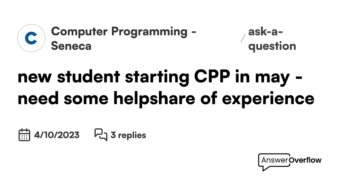 new student starting CPP in may - need some help/share of experience - Computer Programming ...