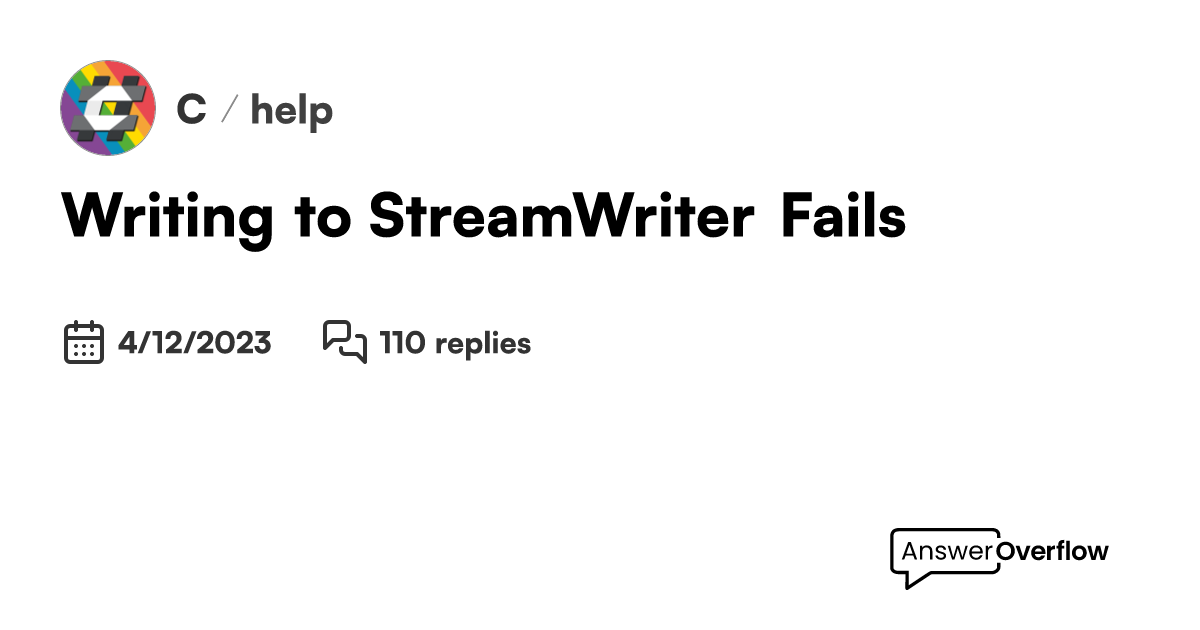 Writing to StreamWriter Fails - C#
