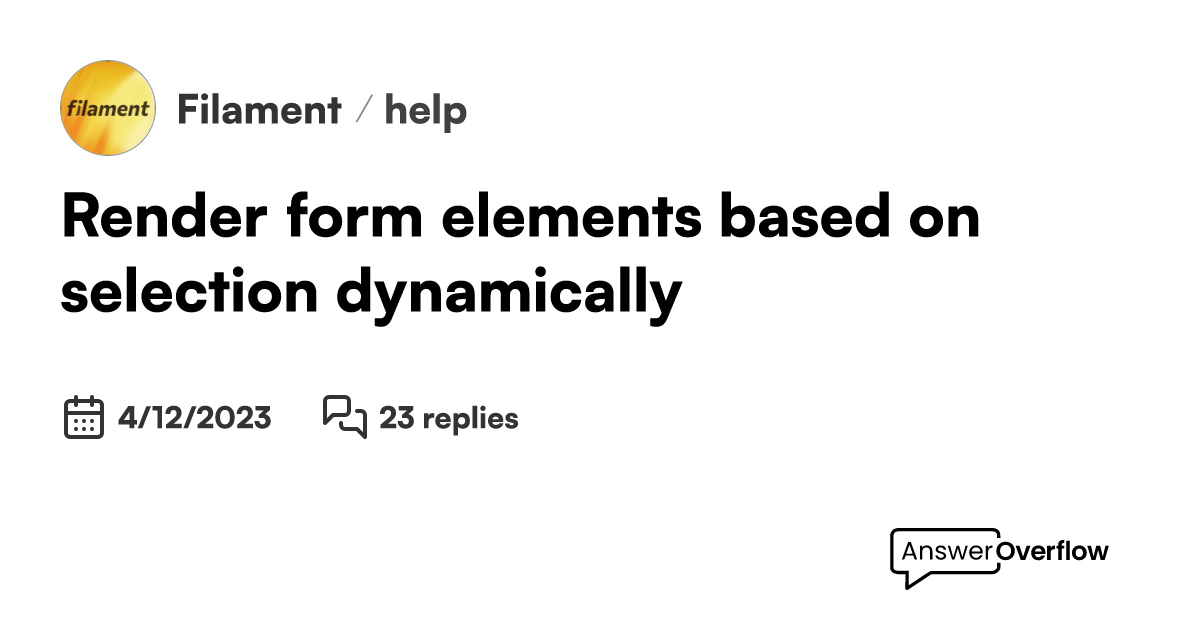 Render form elements based on selection (dynamically) - Filament