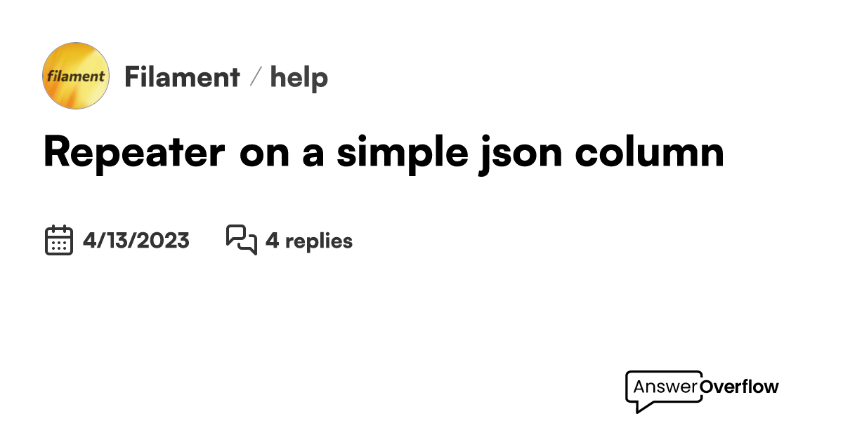 Repeater on a simple json column - Filament