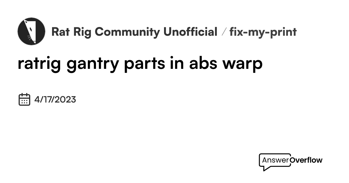 ratrig gantry parts in abs+ warp - Rat Rig Community [Unofficial]