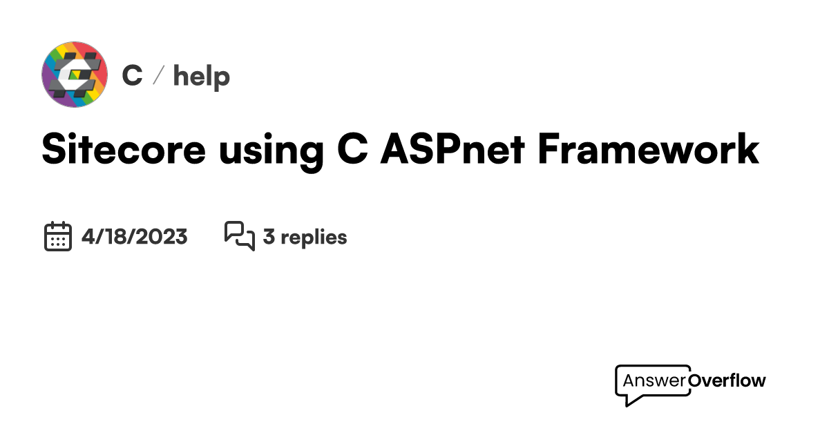 Sitecore using C# ASP.net Framework - C#