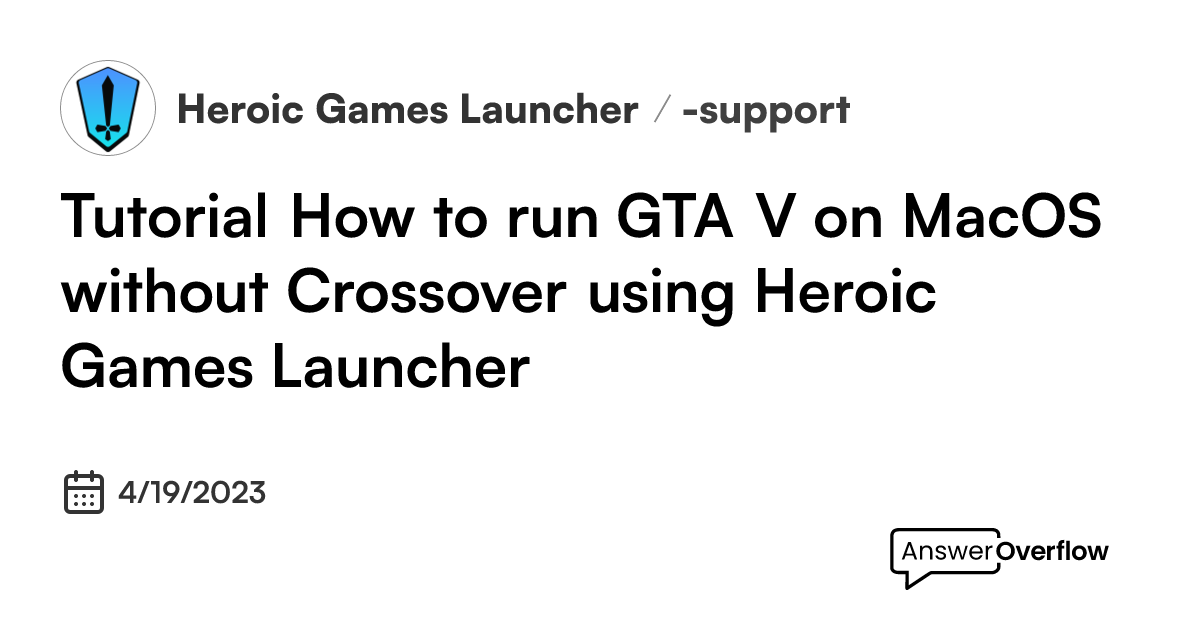 [Tutorial] How to run GTA V on MacOS without Crossover (using Heroic Games Launcher) - Heroic ...