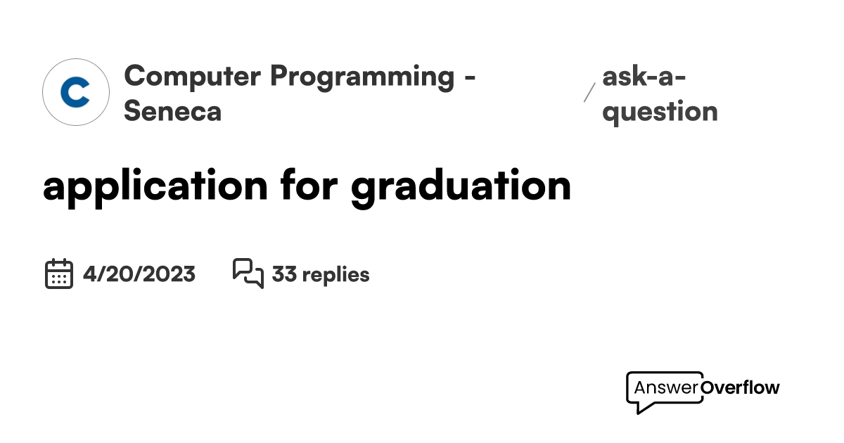 application for graduation - Computer Programming - Seneca Polytechnic College