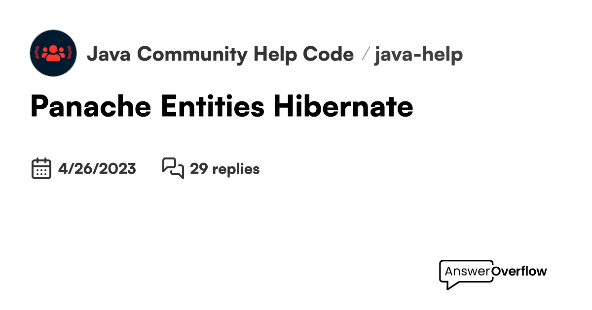 Panache Entities! Hibernate :) - Java Community | Help. Code. Learn.