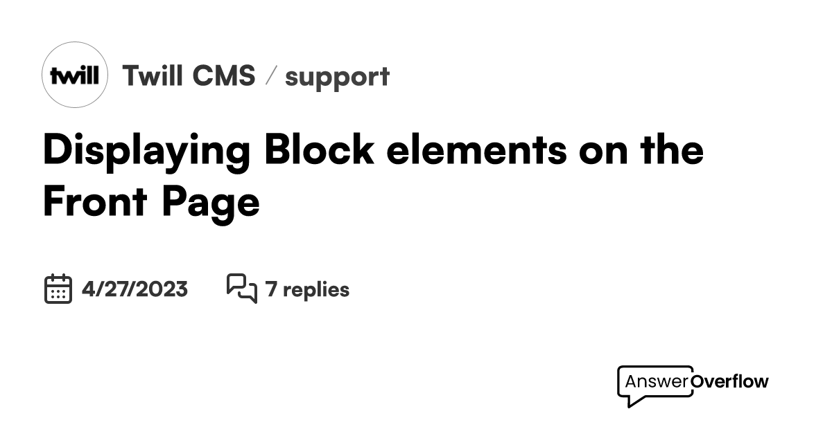 Displaying Block elements on the Front Page - Twill CMS
