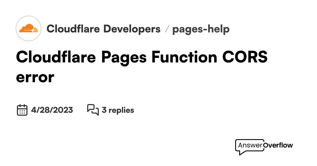 Cloudflare Pages Function Cors Error Cloudflare Developers