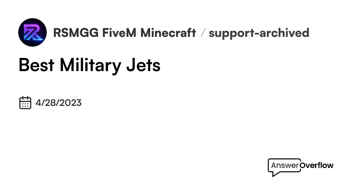 Best Military Jets? - RSM.GG