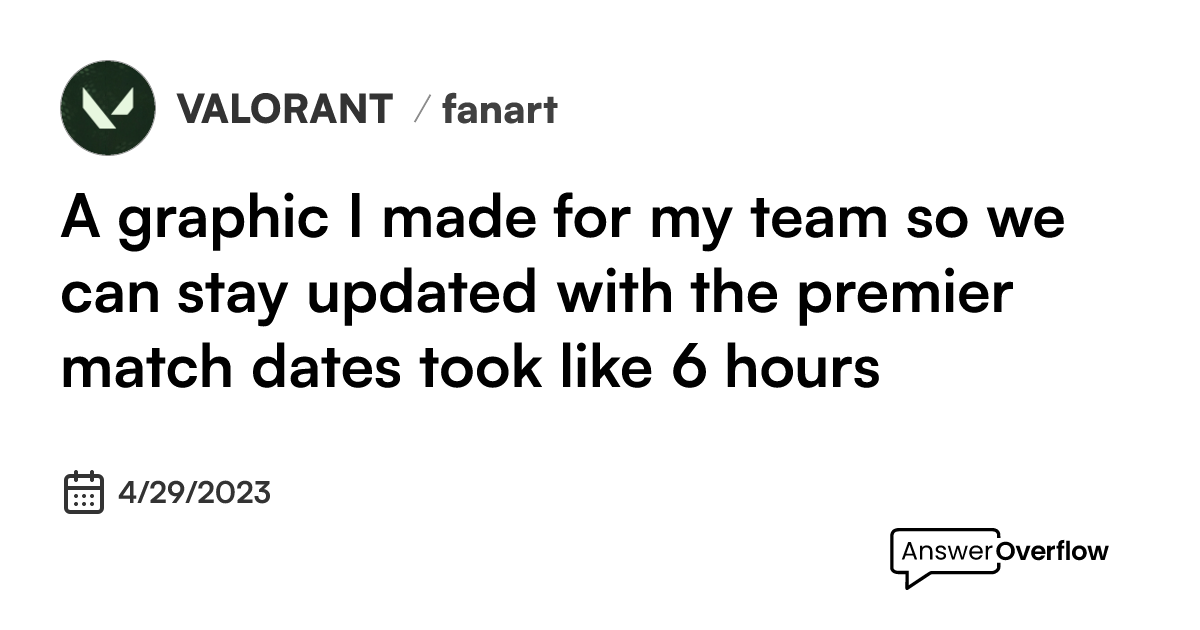 A graphic I made for my team so we can stay updated with the premier ...