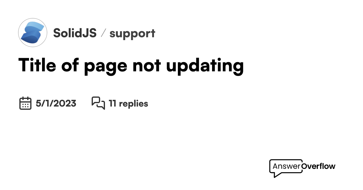 Title of page not updating - SolidJS