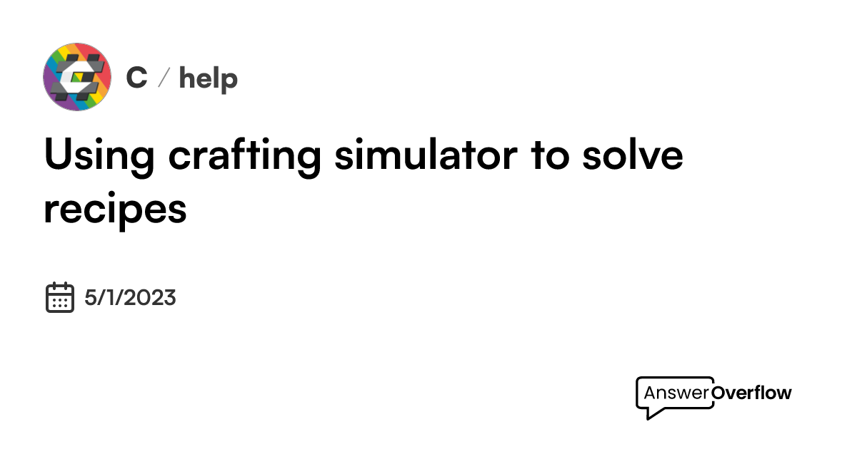 Using crafting simulator to solve recipes - C#