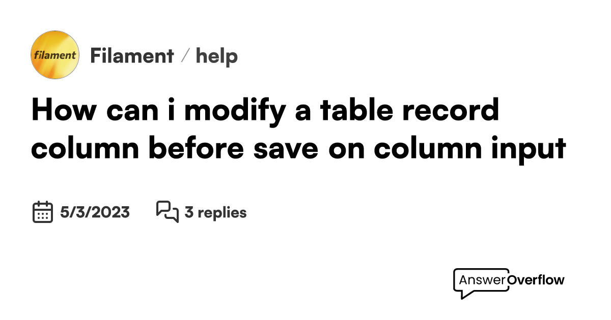 How can i modify a table record column before save (on column input) - Filament