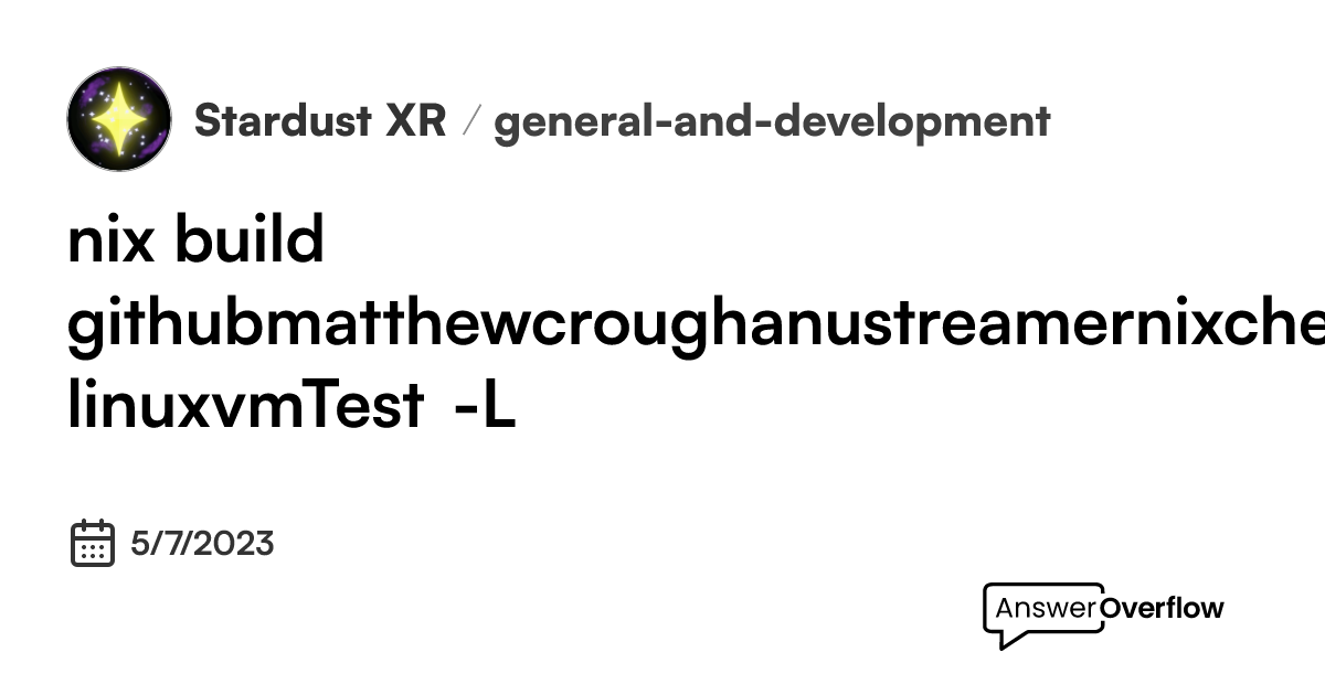 `nix build github:matthewcroughan/ustreamer/nix#checks.x86_64-linux ...