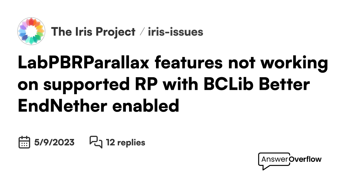 LabPBR/Parallax features not working on supported RP with BCLib (Better ...
