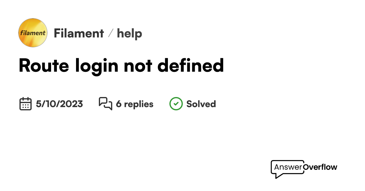Route login not defined - Filament