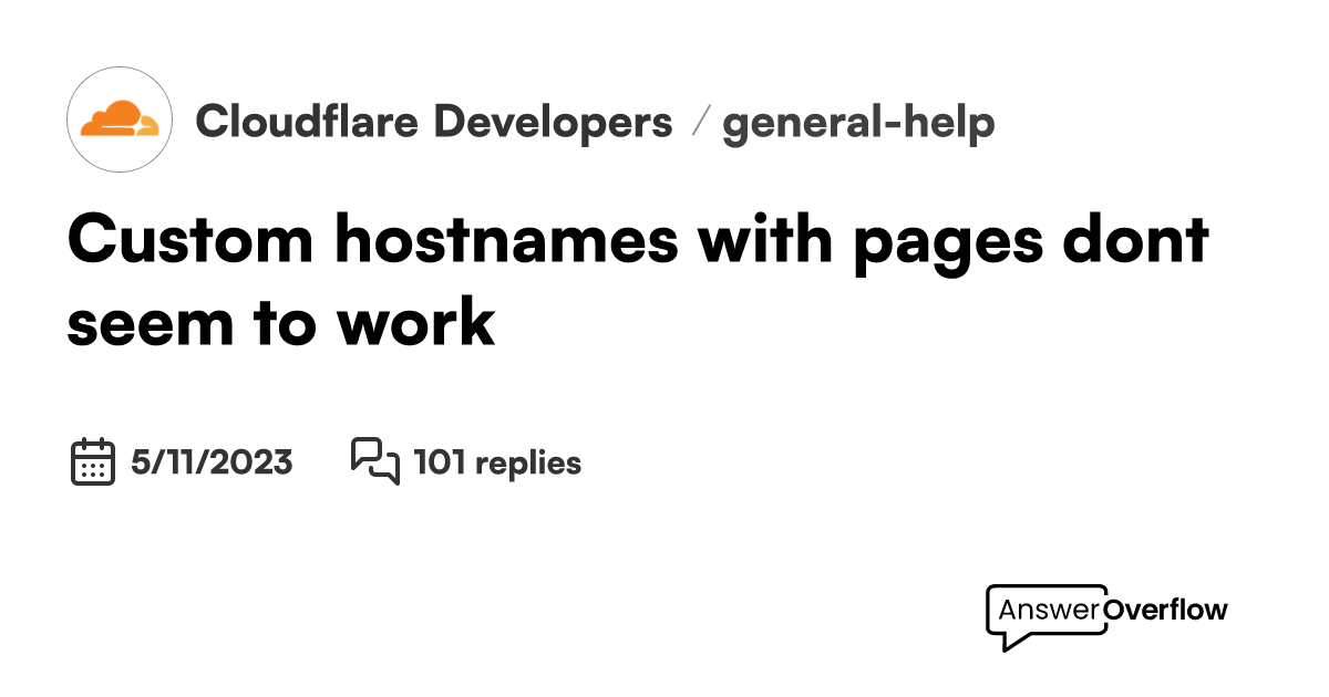 Custom hostnames with pages don't seem to work - Cloudflare Developers