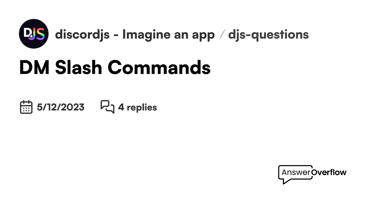 DM Slash Commands - discord.js - Imagine an app