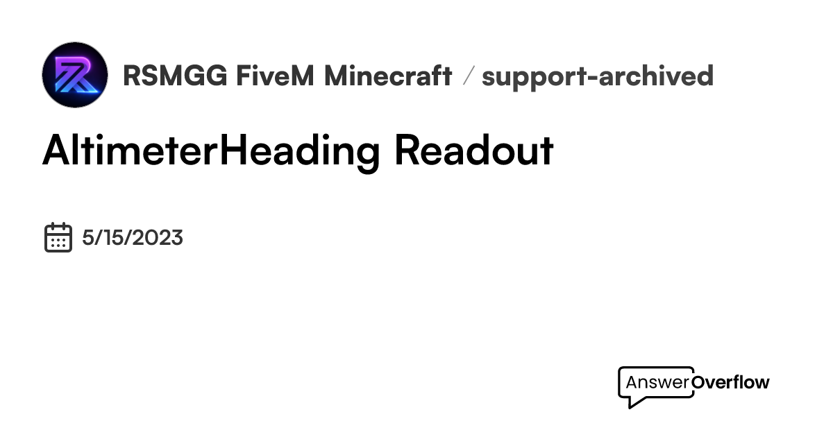 Altimeter/Heading Readout - RSM.GG ~ Freeroam