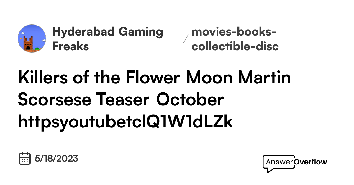 **Killers of the Flower Moon | Martin Scorsese | Teaser | October ...