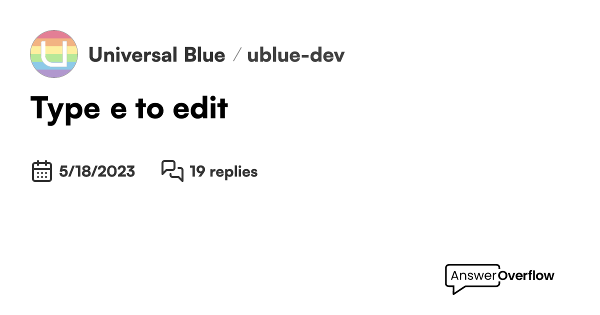 Type "e" to edit - Universal Blue