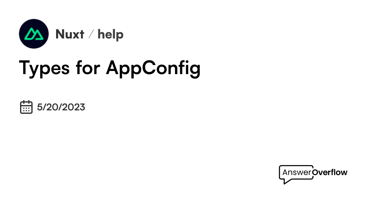 Types for AppConfig - Nuxt