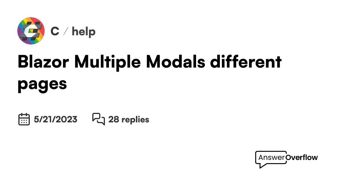 Blazor: Multiple Modals, different pages - C#