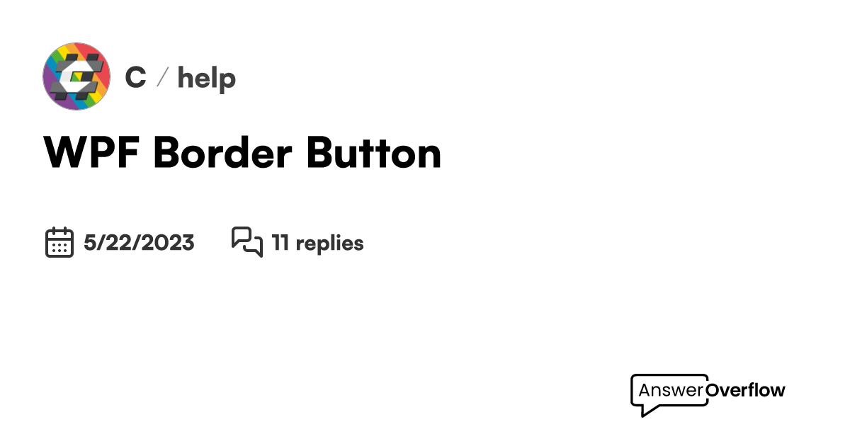WPF Border Button - C#