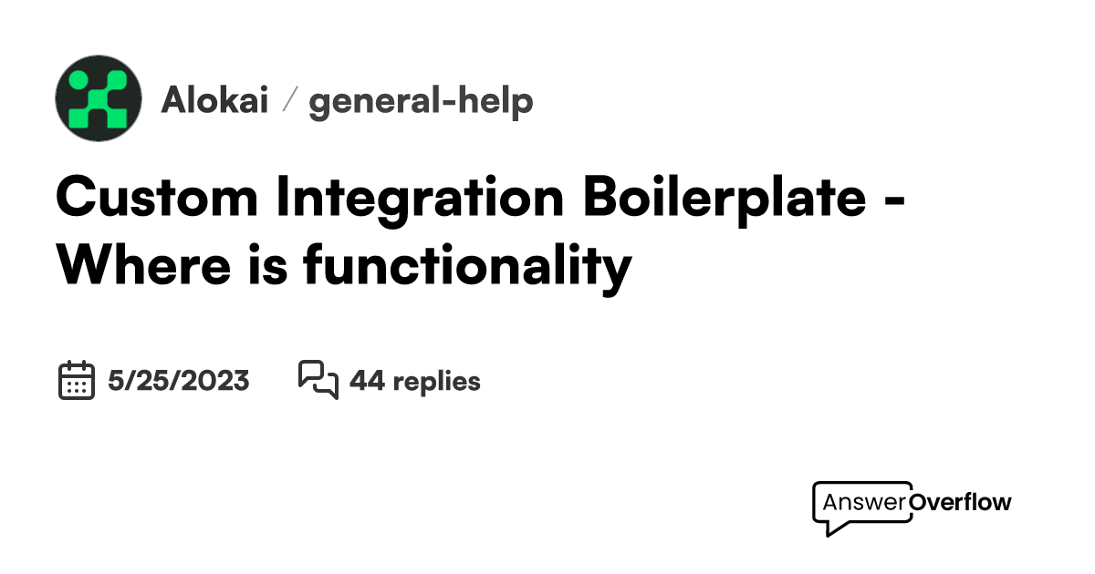Custom Integration Boilerplate - Where is functionality? - Alokai