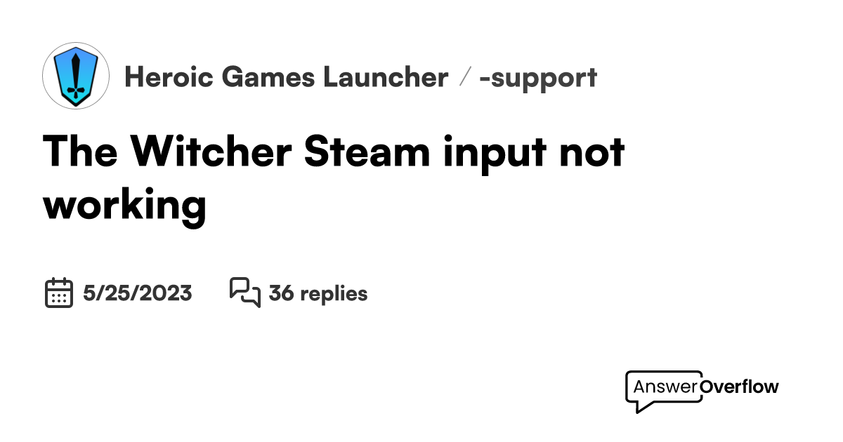 The Witcher: Steam input not working - Heroic Games Launcher