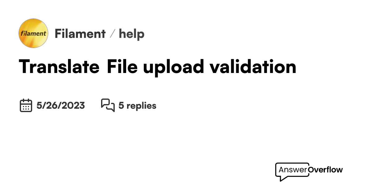 Translate File upload validation - Filament