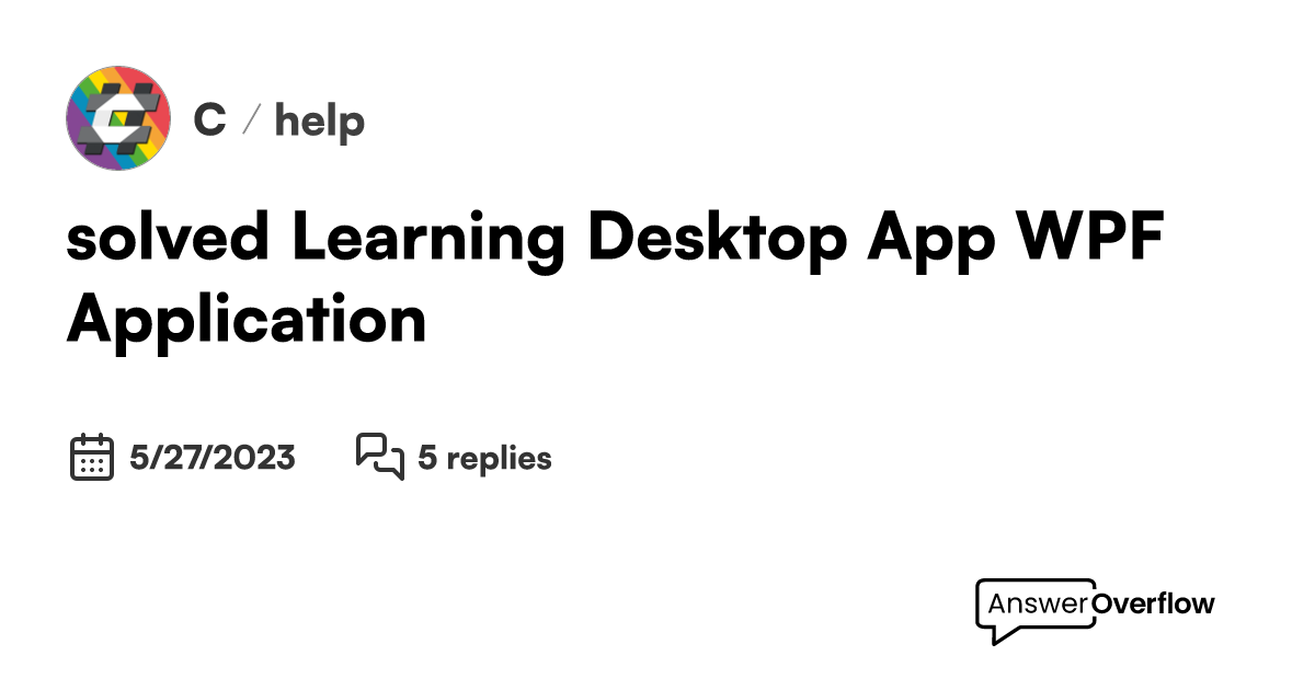 Solved Learning Desktop App Wpf Application C