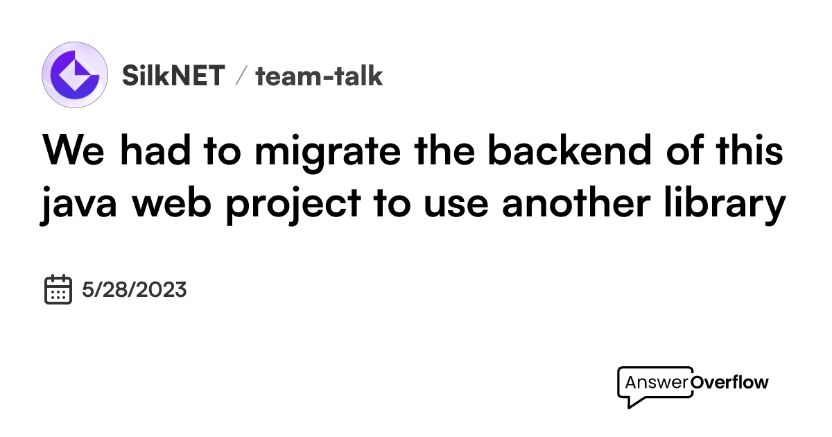 We had to migrate the backend of this java web project to use another library - Silk.NET