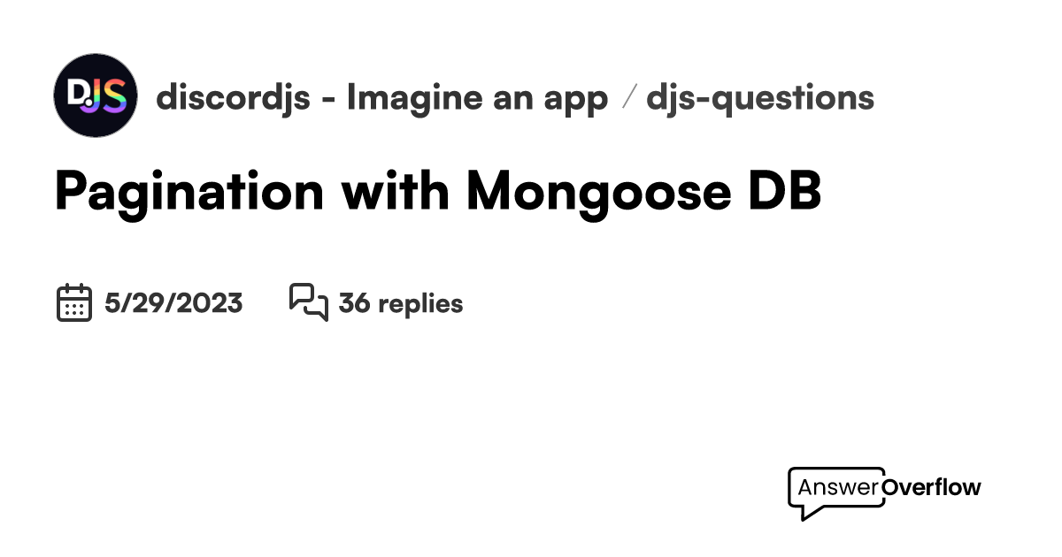 Pagination with Mongoose DB - discord.js - Imagine an app