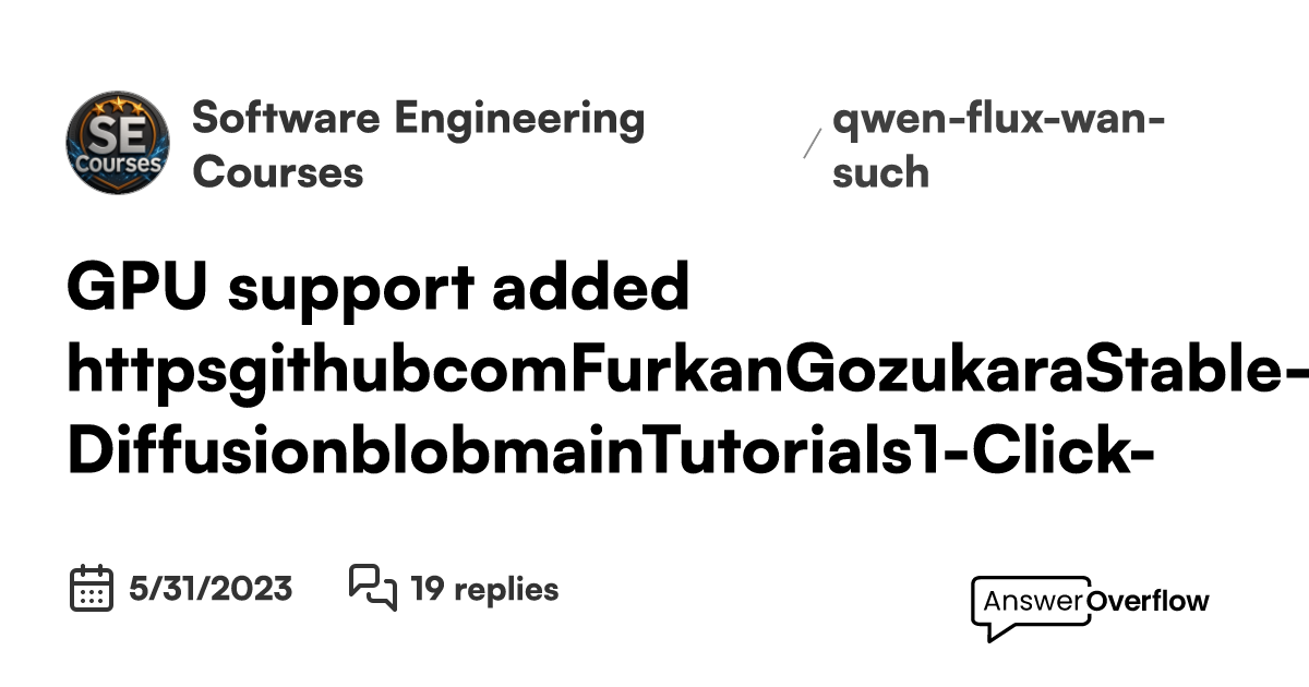 GPU support added : https://github.com/FurkanGozukara/Stable-Diffusion/blob/main/Tutorials/1 ...