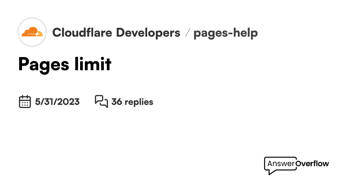 Pages limit - Cloudflare Developers