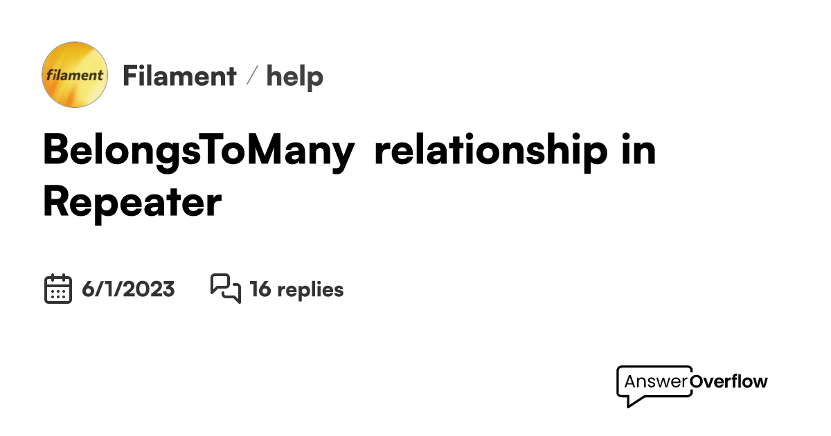Belongstomany Relationship In Repeater Filament 