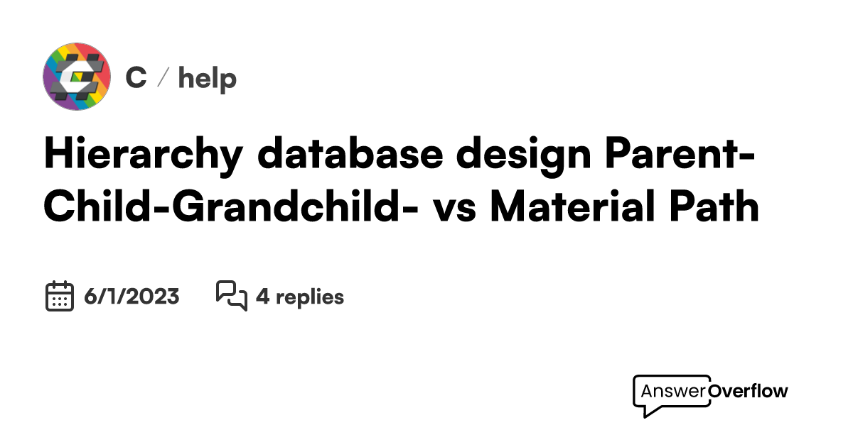 Hierarchy database design. Parent->Child->Grandchild->.... vs Material Path - C#