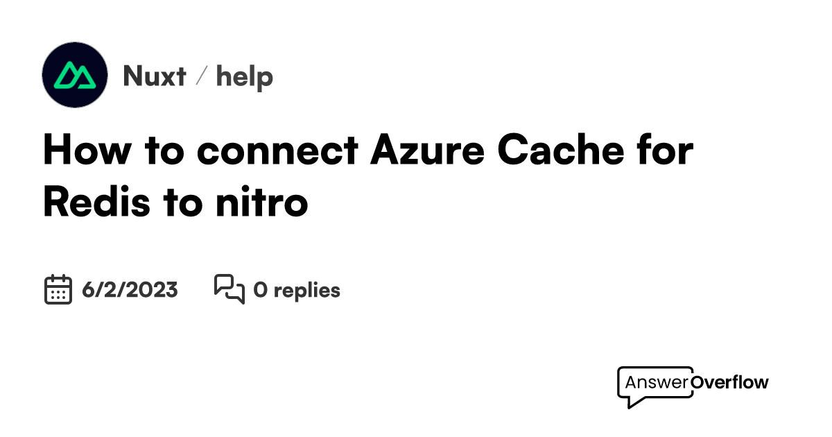 How to connect Azure Cache for Redis to nitro - Nuxt
