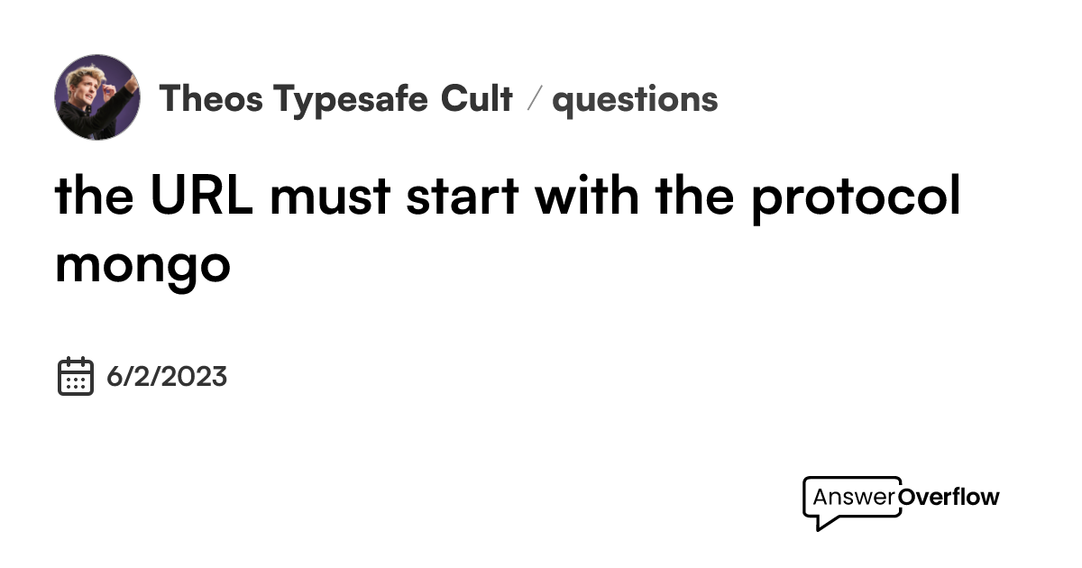 the URL must start with the protocol `mongo` - Theo's Typesafe Cult