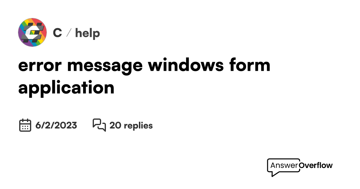 error message windows form application - C#