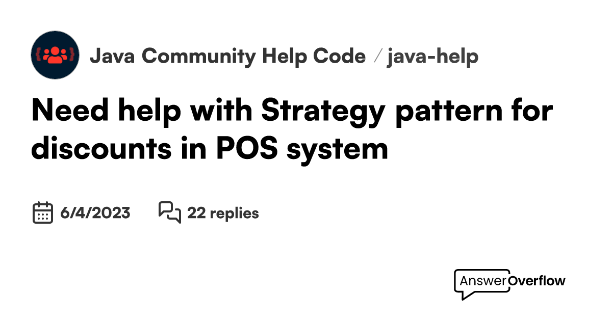 Need help with Strategy pattern for discounts in POS system - Java ...