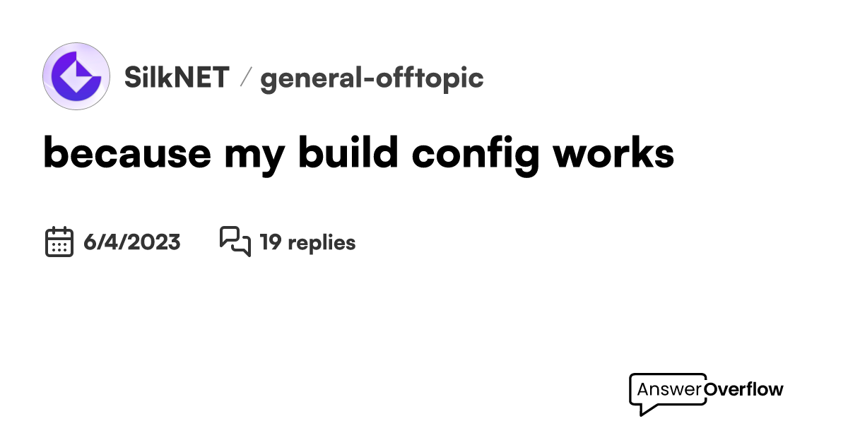 because my build config works - Silk.NET