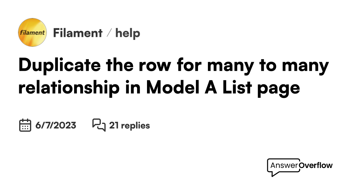 Duplicate The Row For Many To Many Relationship In Model A List Page
