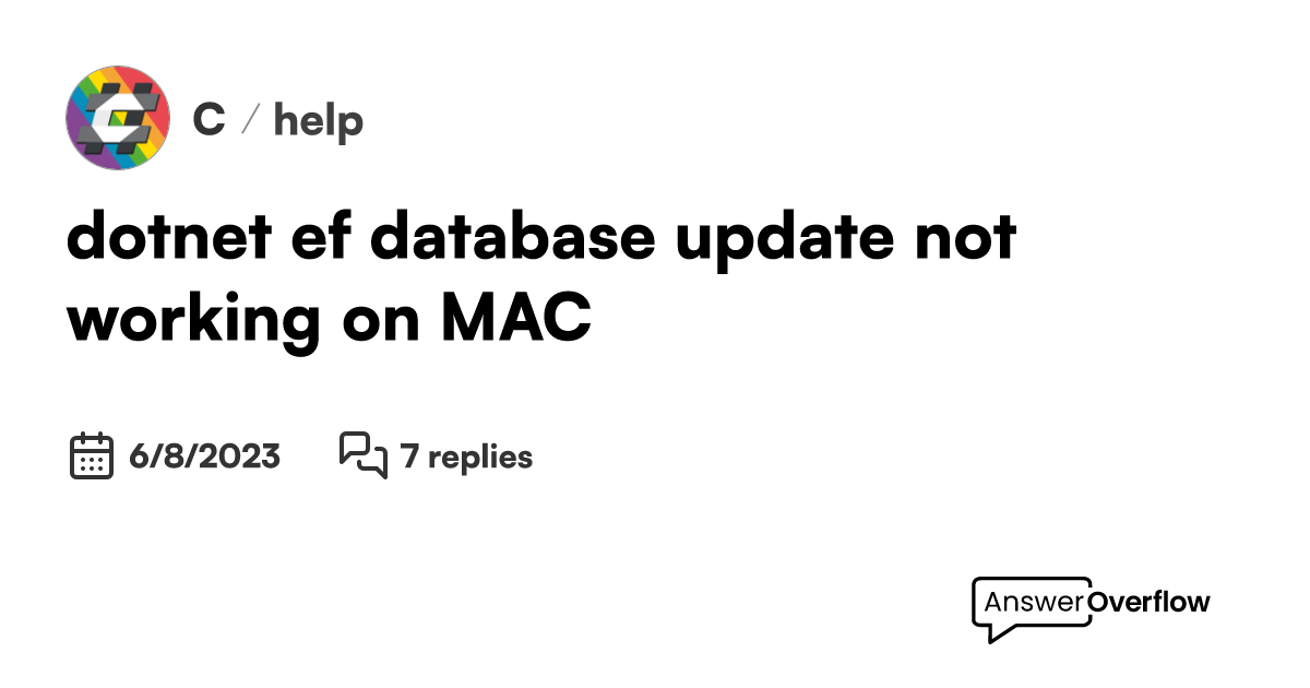 dotnet ef database update not working on MAC. - C#