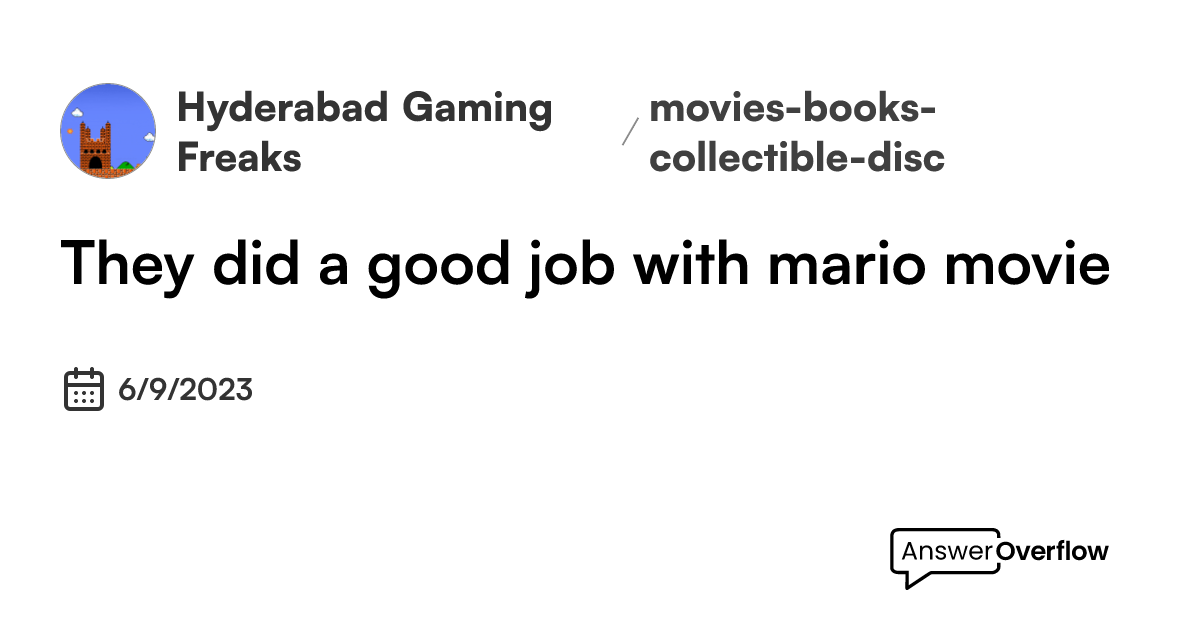 They did a good job with mario movie - Hyderabad Gaming Freaks!🎮🇮🇳